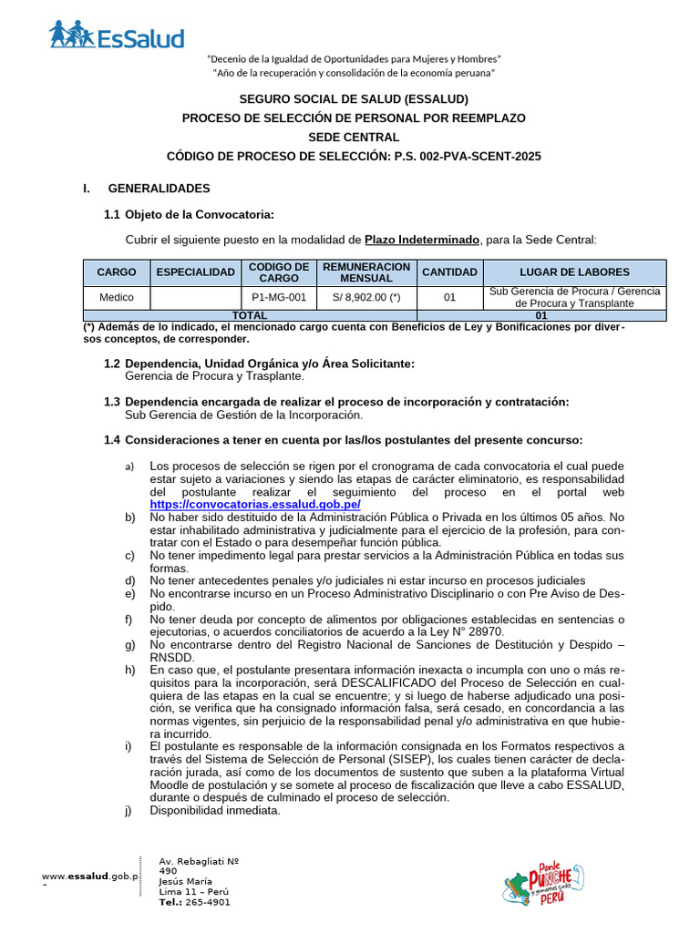 BA-002-PVA-SCENT-2025 | PDF | Perú | Gestión de recursos humanos
