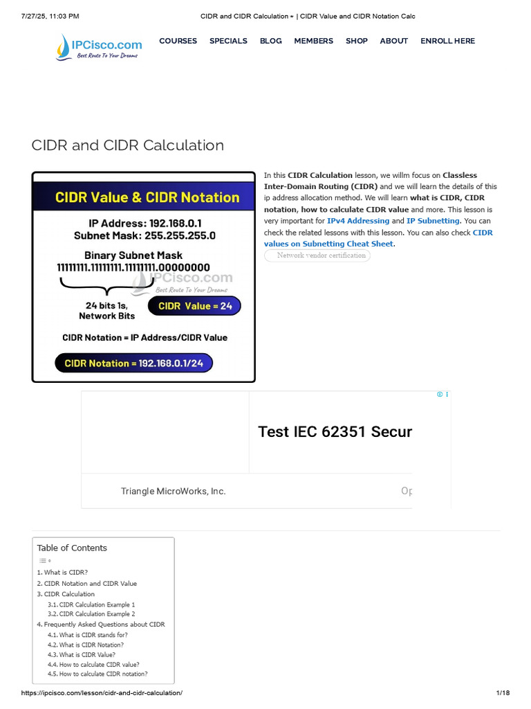 CIDR Calculation and Notation Guide | PDF | Ip Address | Communications ...