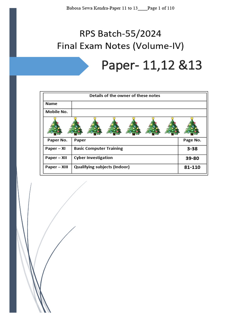 RPS Indoor Final Exam Paper 11 to 13 Fair | PDF | Computer Network ...