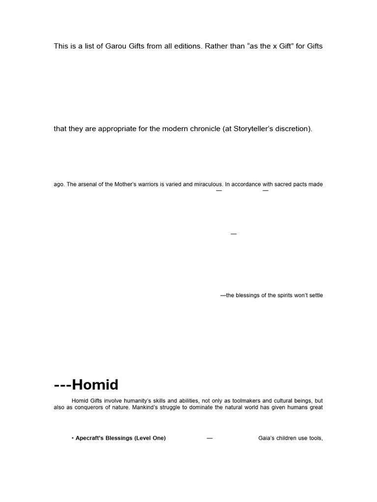 Garou Gift List | PDF