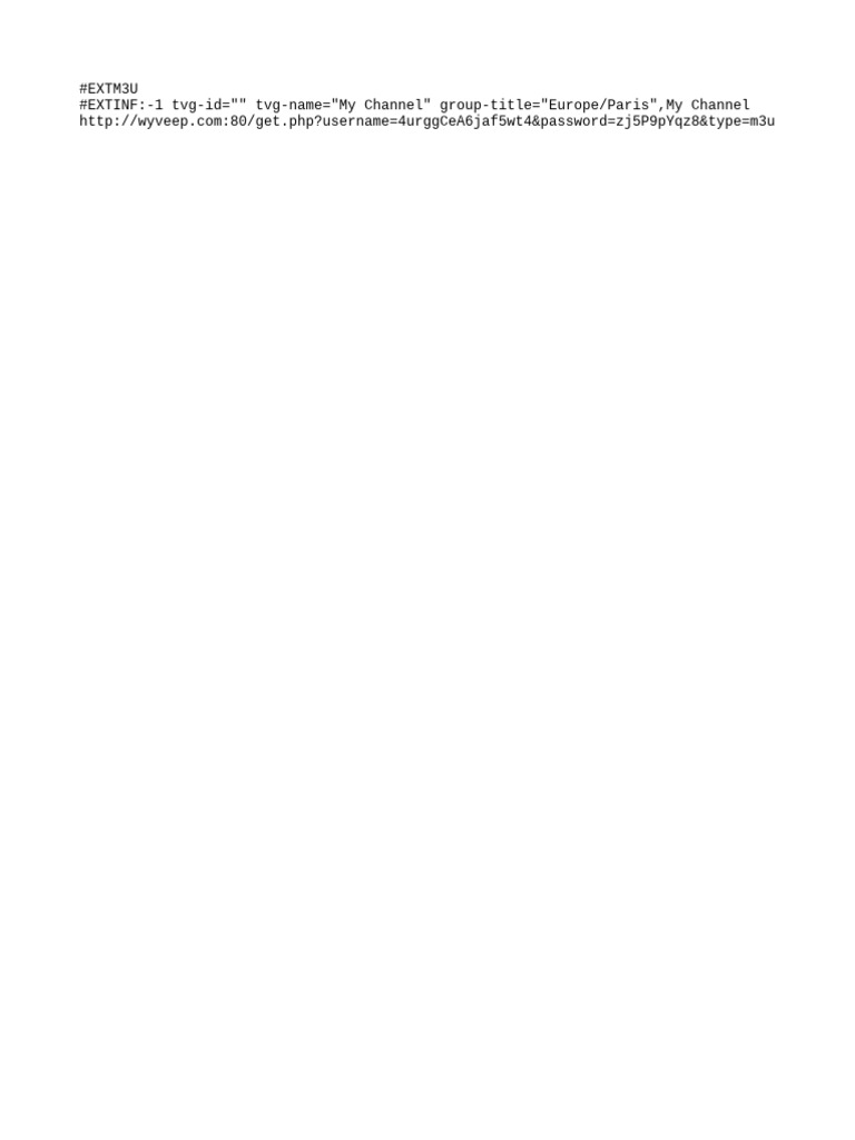Iptv 4urggCeA6jaf5wt4 Europe Paris 20260104 151231.m3u | PDF