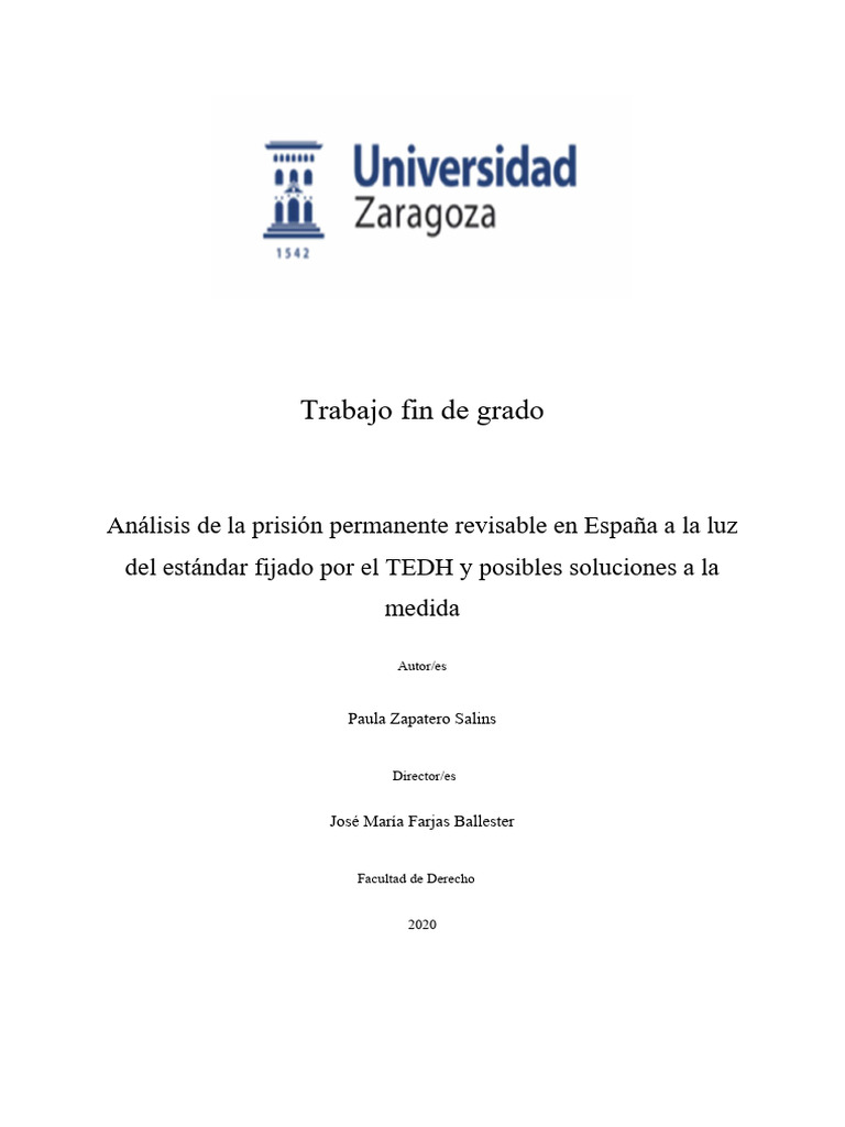 TAZ-TFG-2020-1769 | PDF | Cadena perpetua | Convenio europeo de ...