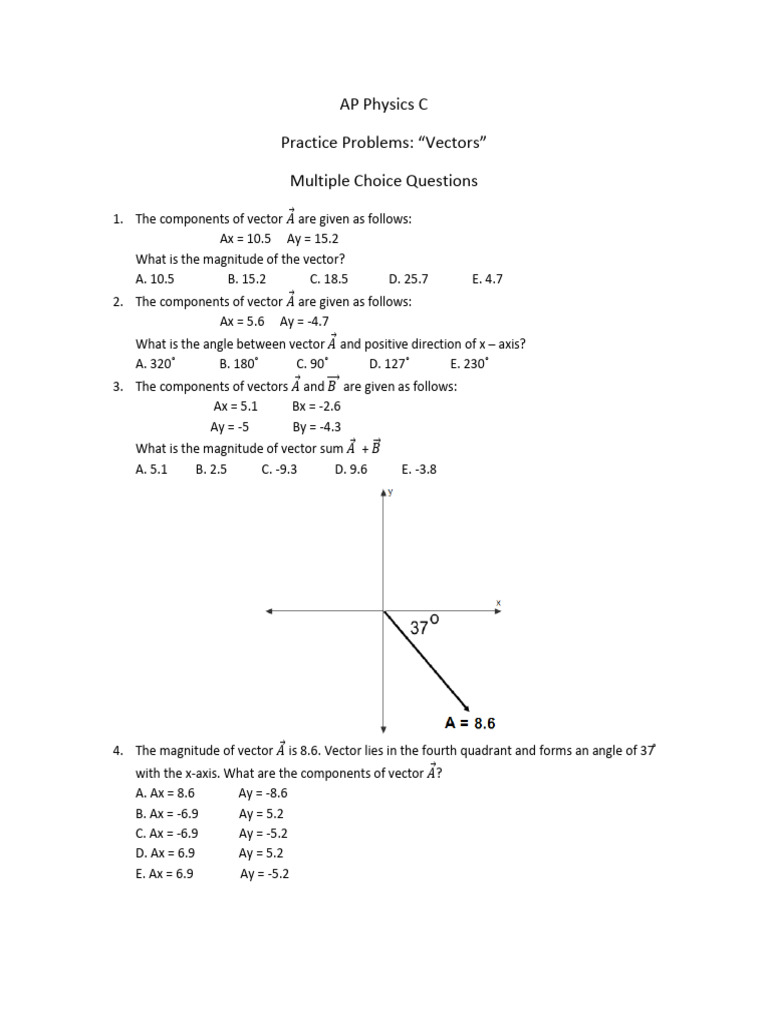 Vectors Practice Problems 2014-09-09 | PDF | Euclidean Vector | Geometry