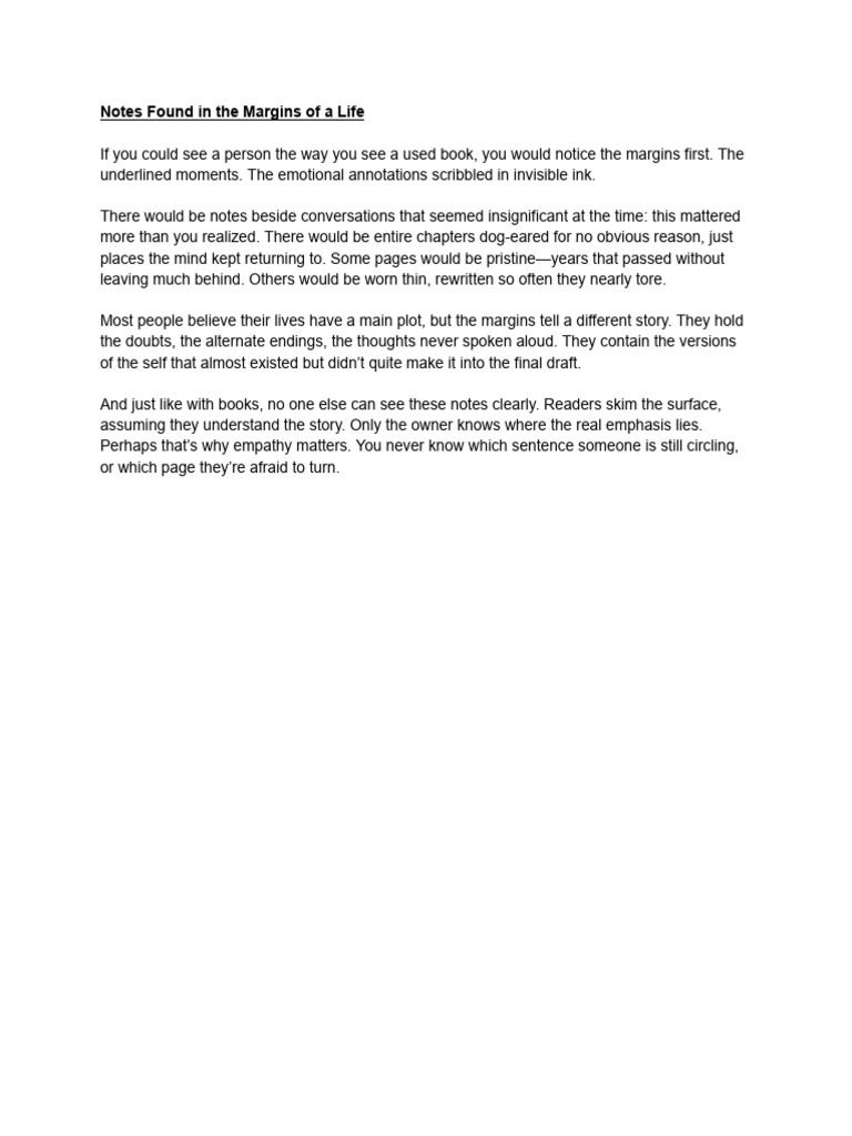 Notes Found in the Margins of a Life | PDF