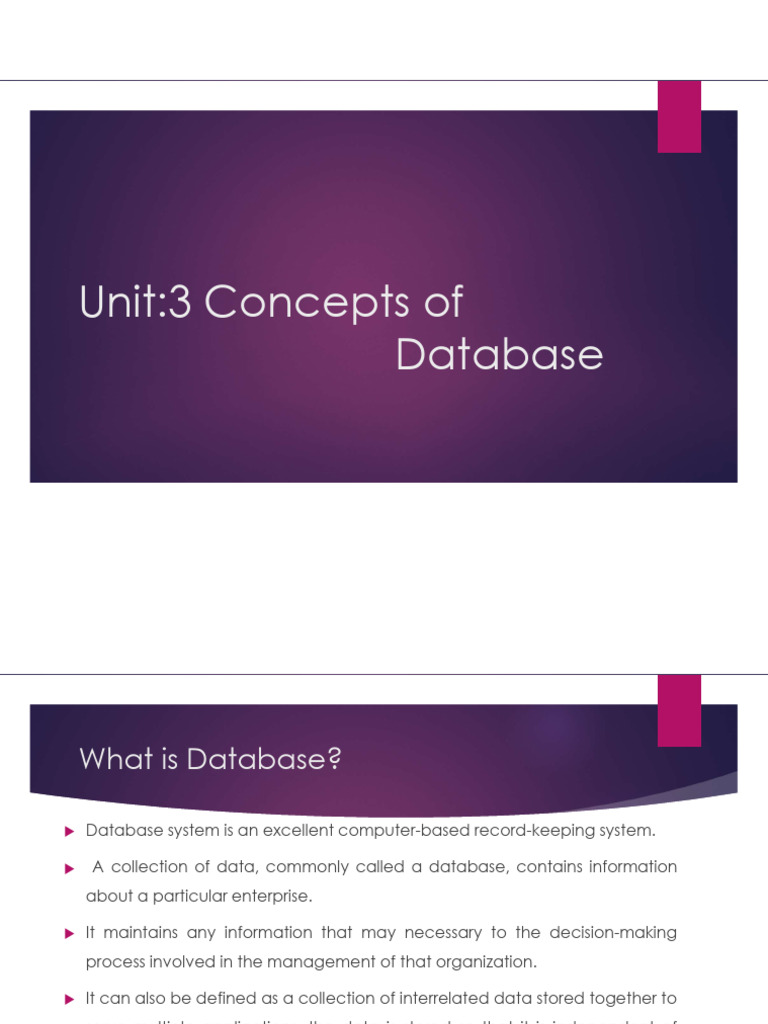 Unit 3 Concepts of Database | PDF | Databases | Relational Model