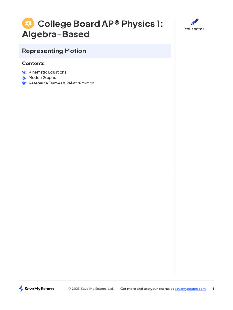 Ap physics 1 kin equations, graphs, relative motion revision | PDF ...
