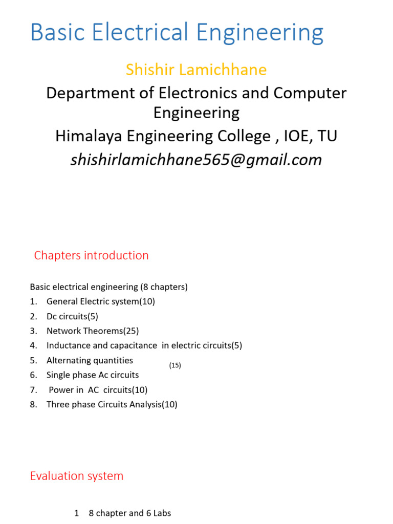 Basic Electrical Engineering Overview | PDF | Electric Current ...