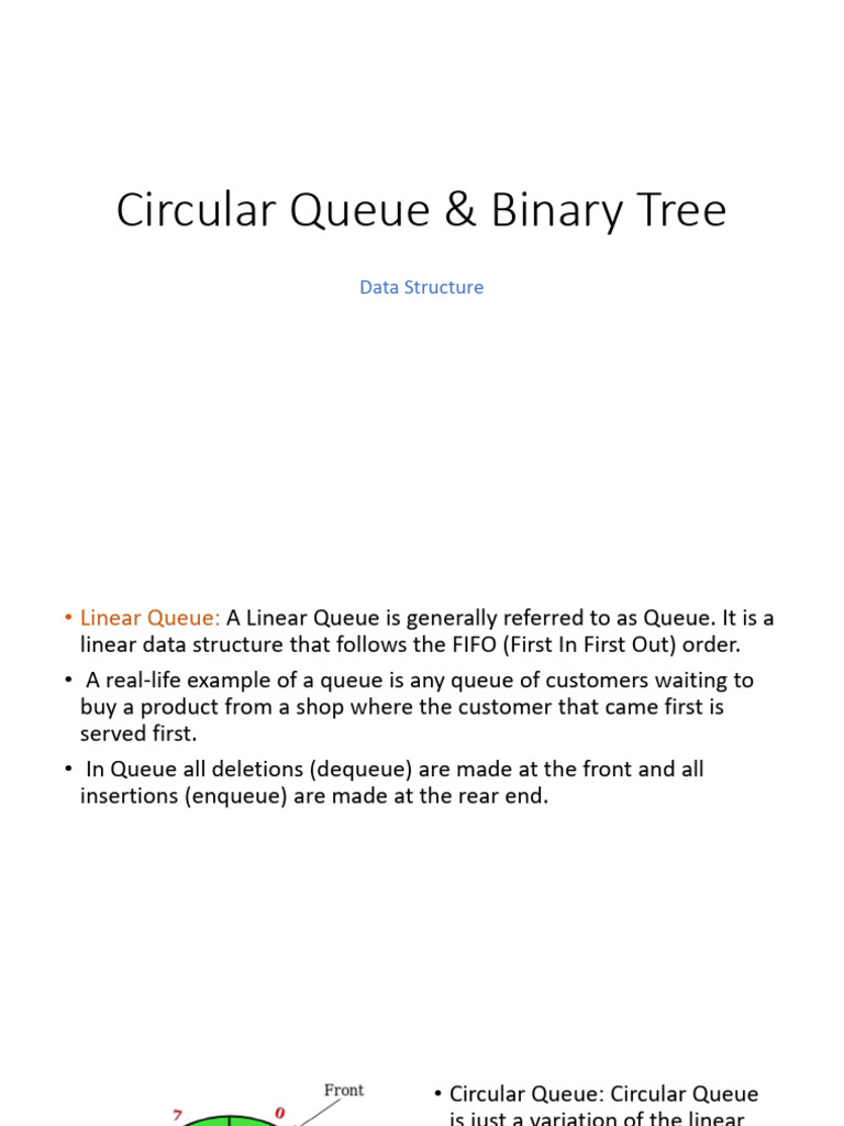 Circular Queue and Binary Tree Overview | PDF | Queue (Abstract Data ...