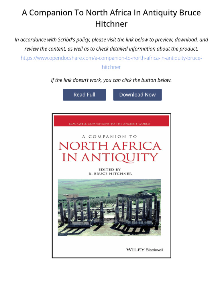 A Companion To North Africa In Antiquity Bruce Hitchner | PDF | North ...