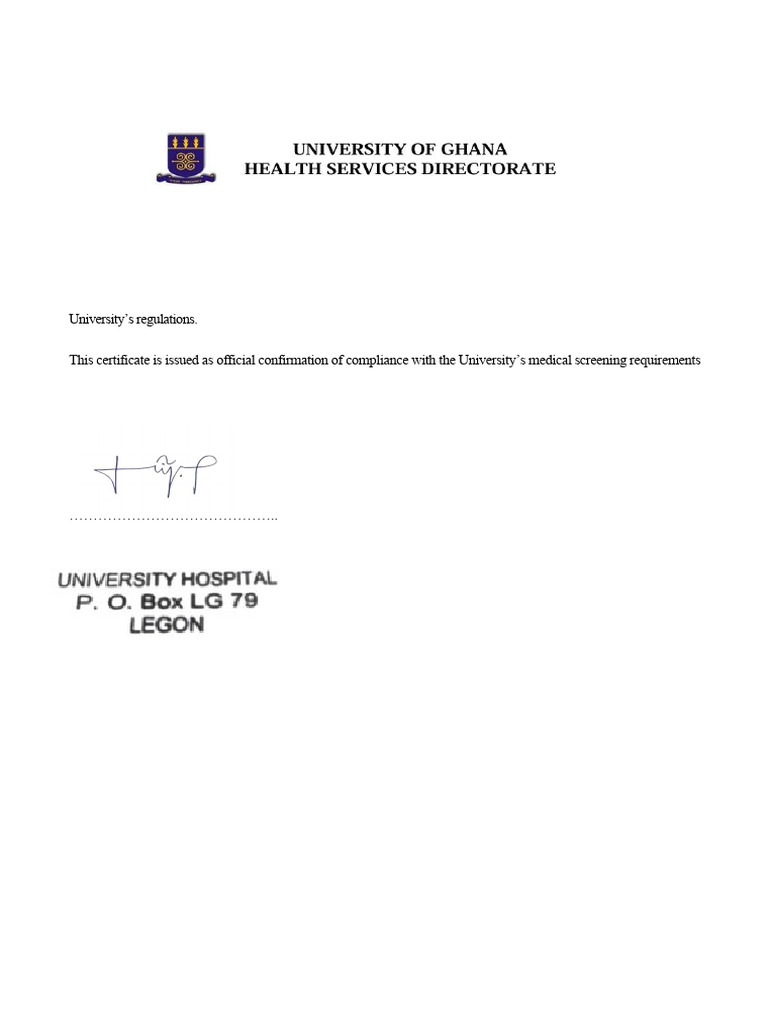 Student Medical Examination Certificate | PDF