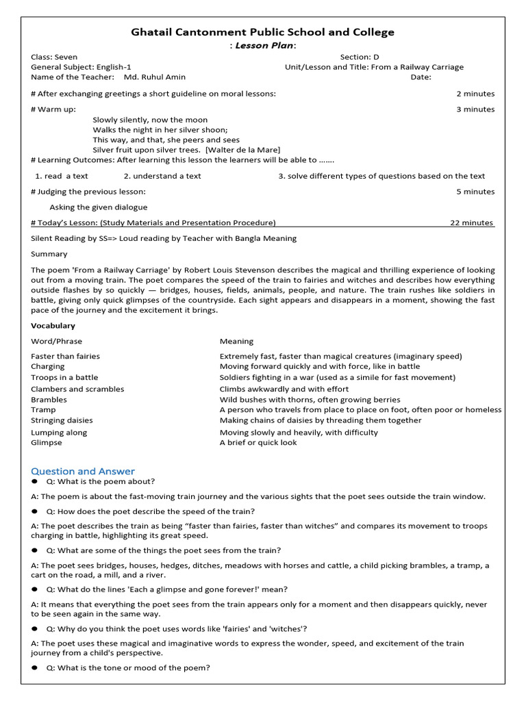 Lesson Plan on Unit 06 Lesson 6 | PDF