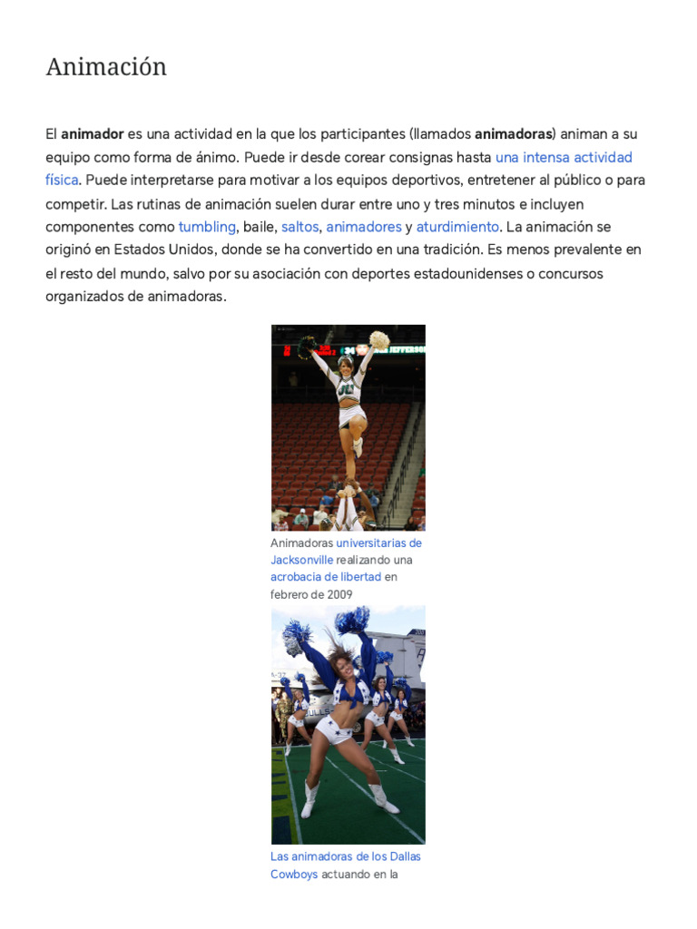 Animadoras - Wikipedia | PDF | Animadoras | Deportes
