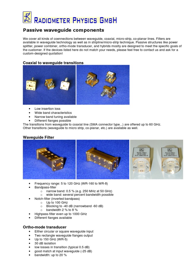Passive Waveguide Components Overview | PDF