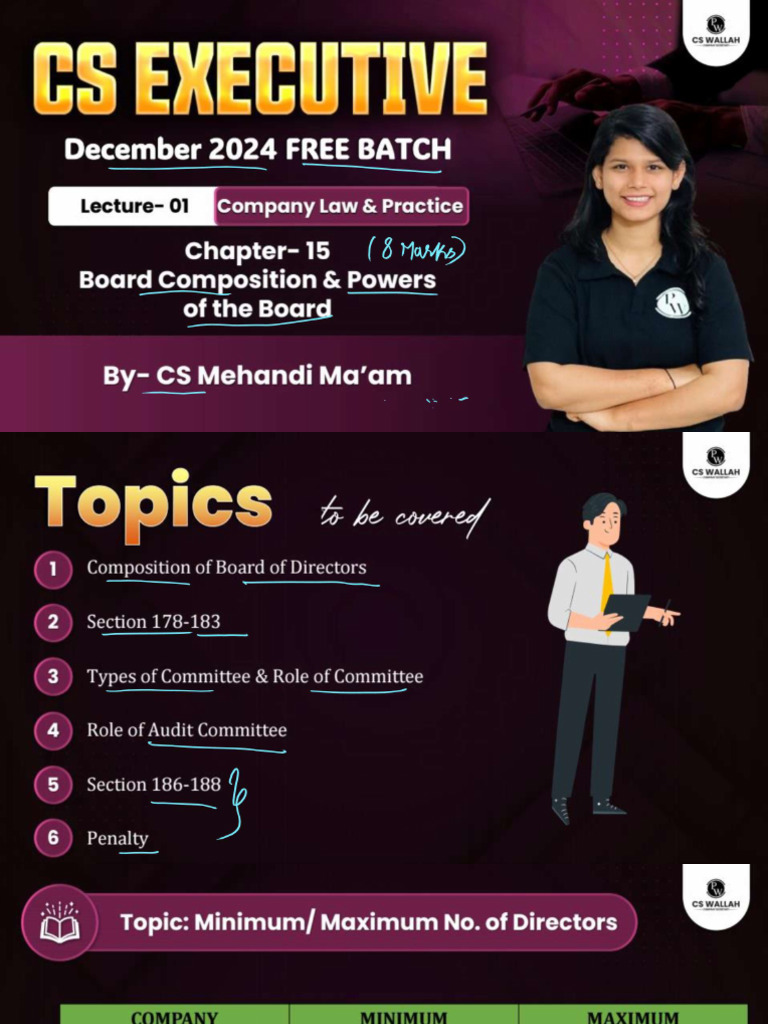 Board Composition and Powers of Board 01 Class Notes | PDF