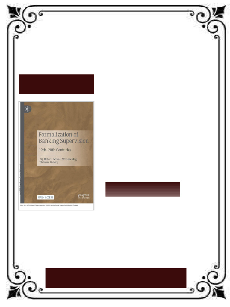 Formalization of Banking Supervision 19th 20th Centuries 1st Edition ...