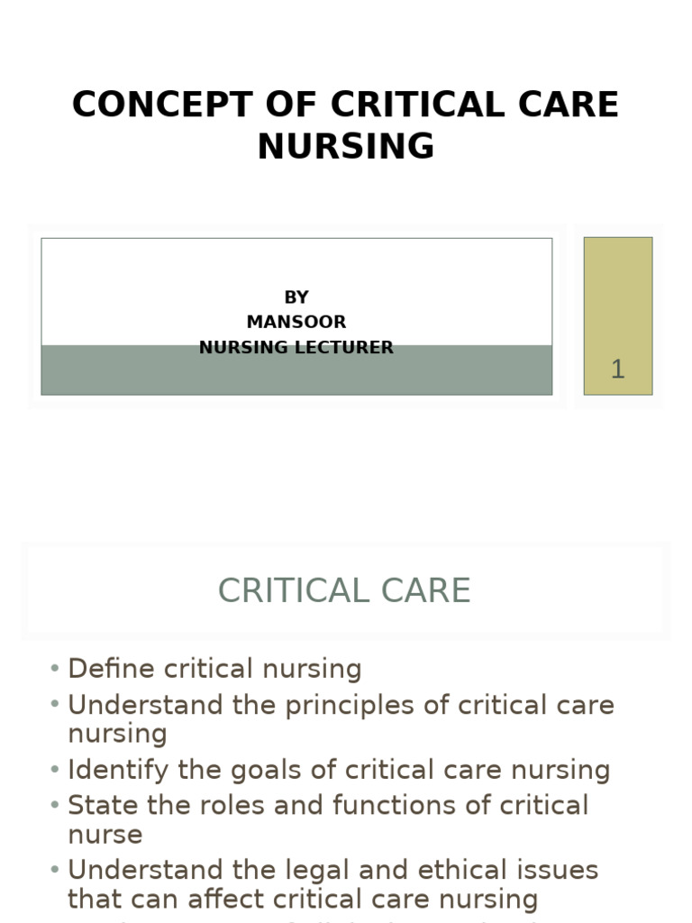 Critical Care Nursing Concepts Explained | PDF | Intensive Care ...