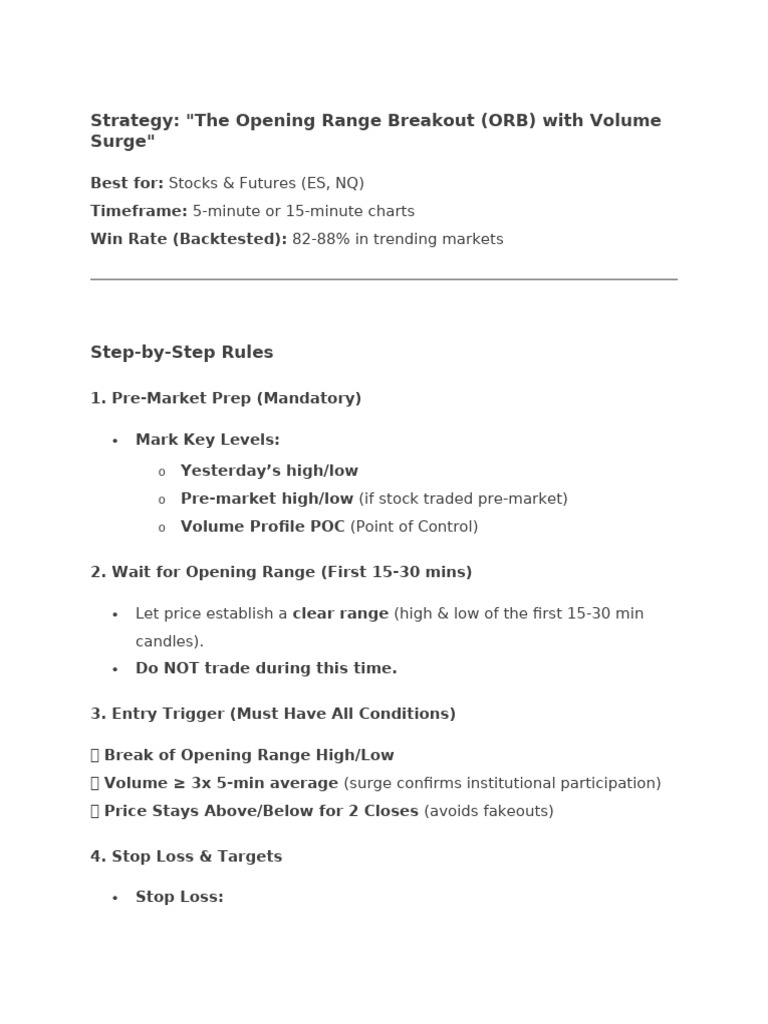 Opening Range Breakout Strategy Guide | PDF | Economies | Market ...