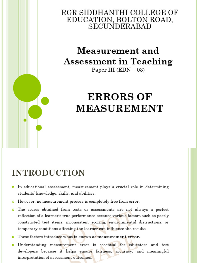 Errors of Measurement | PDF | Educational Assessment | Observational Error