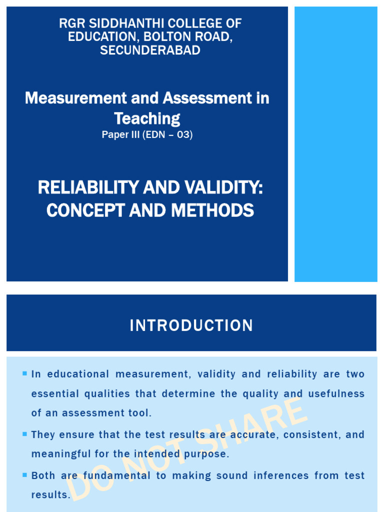 Reliability and Validity in Assessments | PDF | Validity (Statistics ...