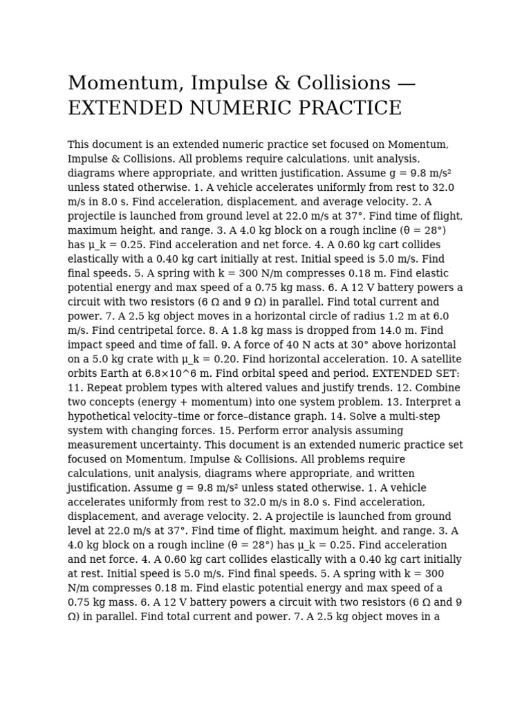 LONG_Physics_Practice_4 | PDF | Force | Acceleration