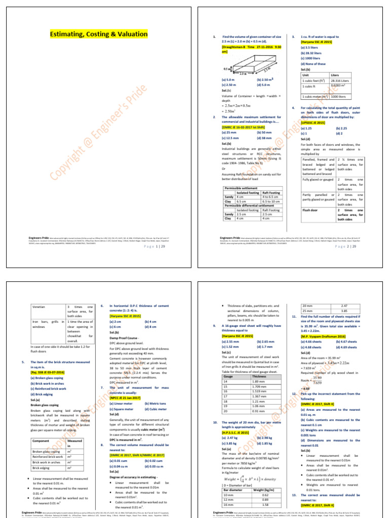 Estimate & Costing | PDF | Brick | Volume