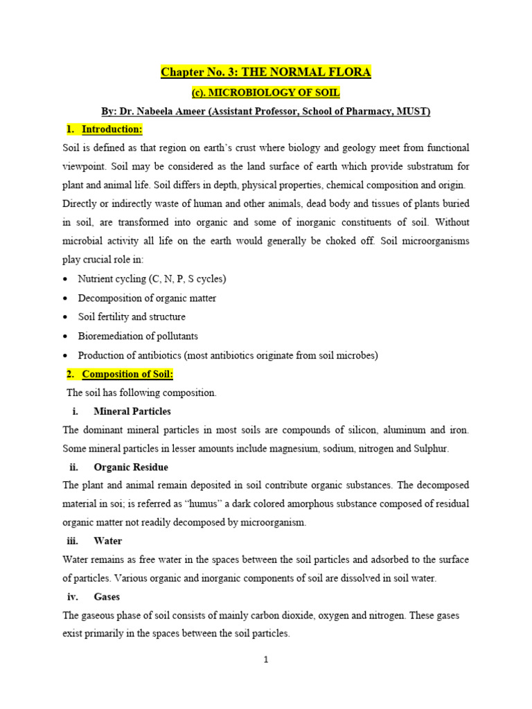 Chapter No. 3 (c) Microbiology of Soil | PDF | Soil | Nitrate