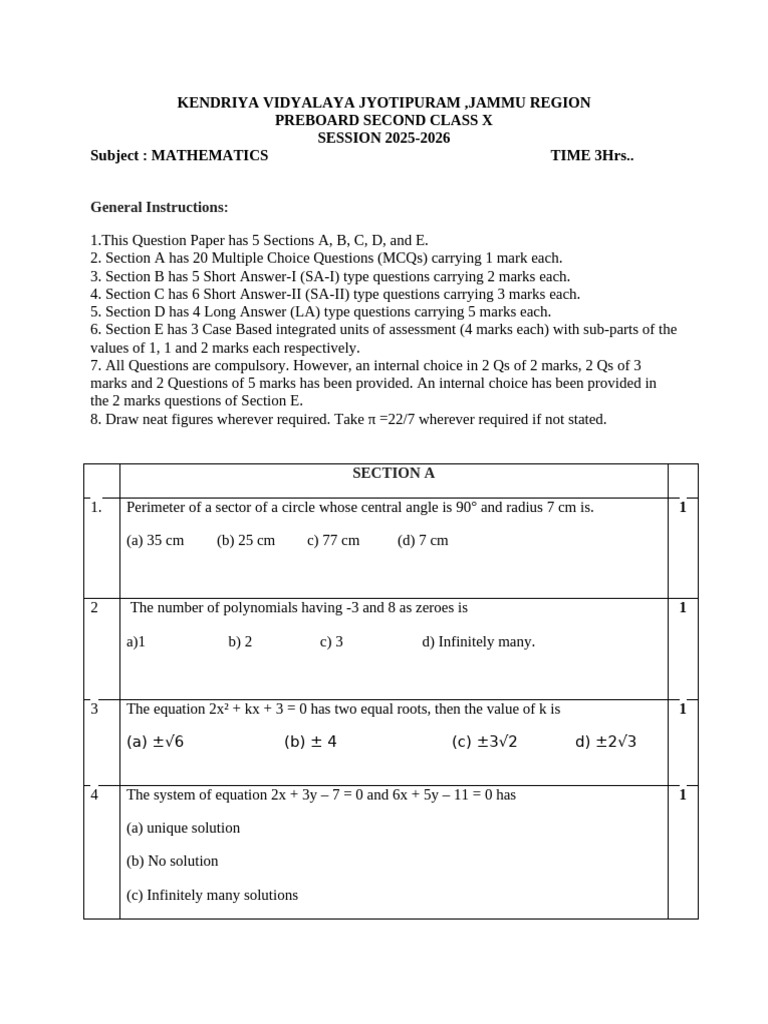 Qp Pb II x Set 05 Maths 2025 26 | PDF | Circle | Angle