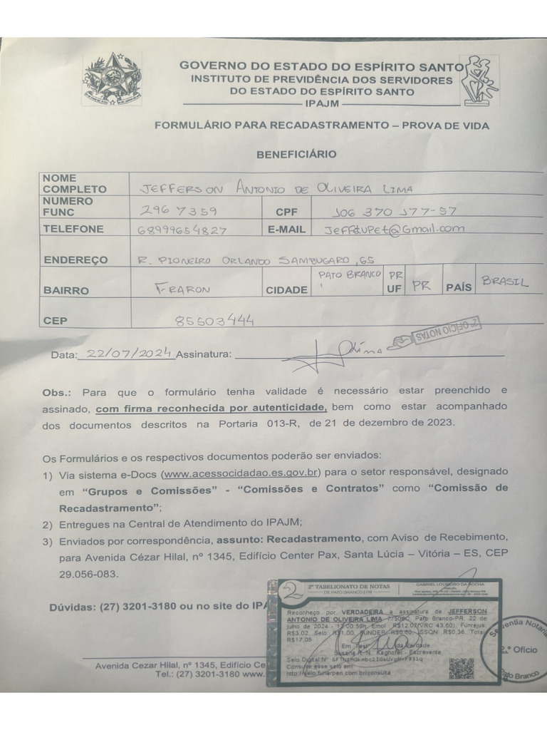 Prova de Vida 2024_01 | PDF