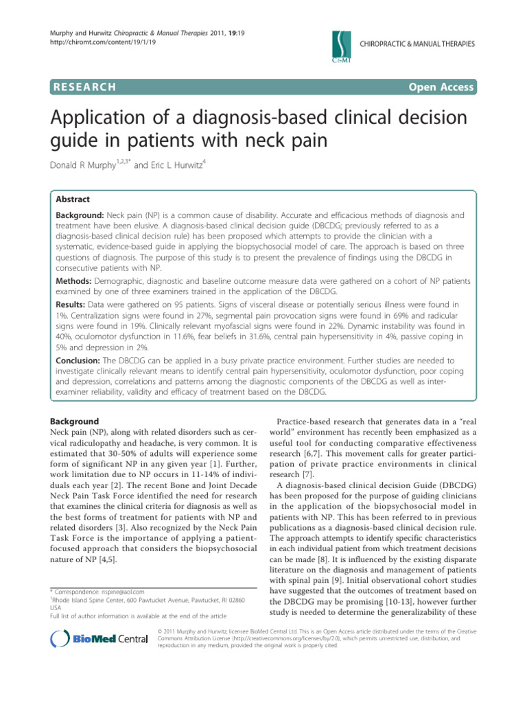 Clinical Decision Guide for Neck Pain | PDF | Medical Diagnosis | Pain
