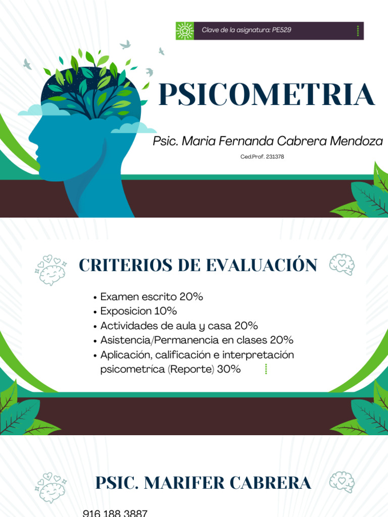 Psicometría (Clase 1) Psic. Marifer Cabrera.pdf | PDF | Inteligencia | Cociente de inteligencia