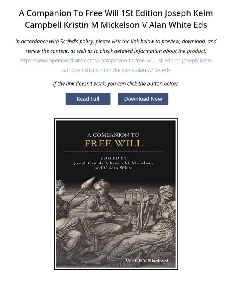A Companion to Free Will 1st Edition Joseph Keim Campbell Kristin M ...