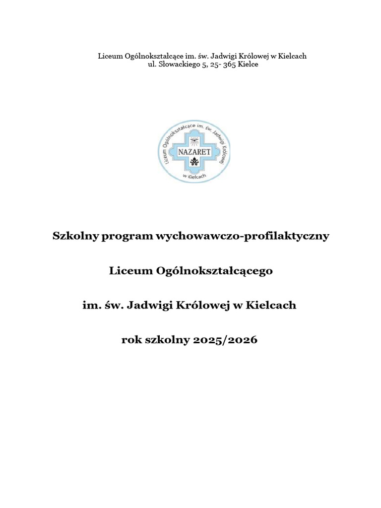Program Wychowawczo Profilaktyczny 2025 26 | PDF