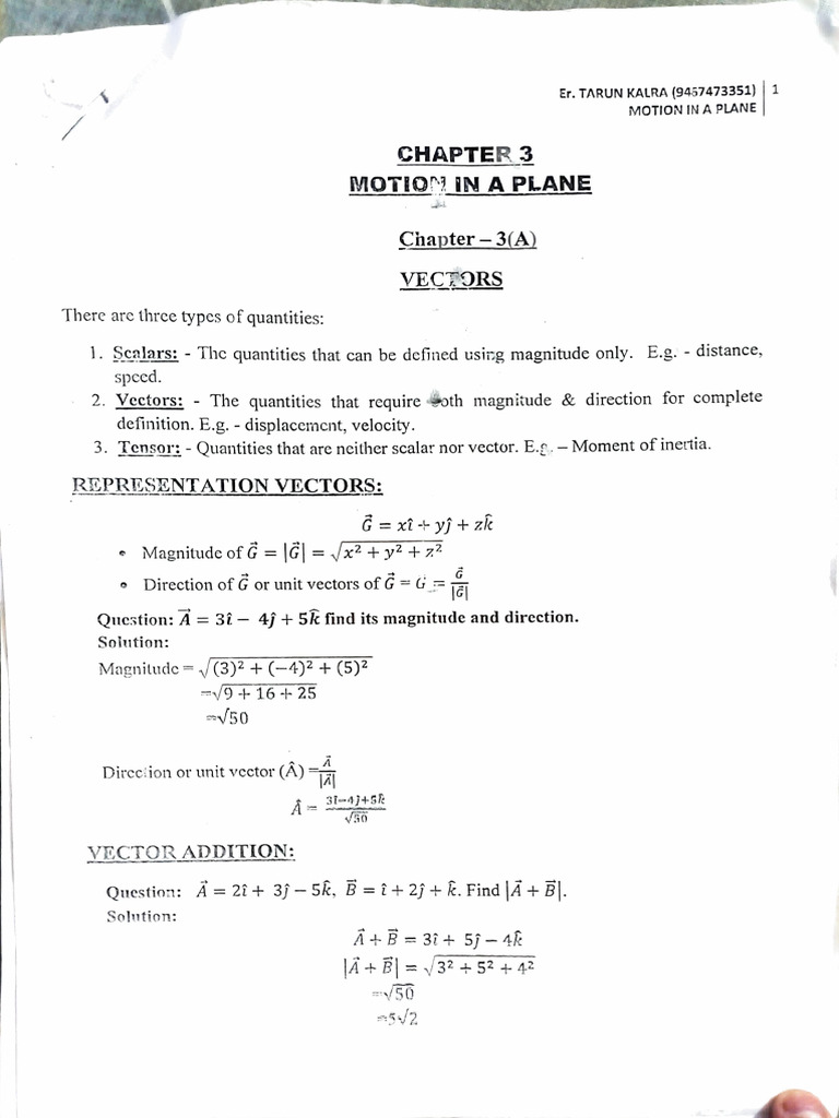 Motion in Plane | PDF