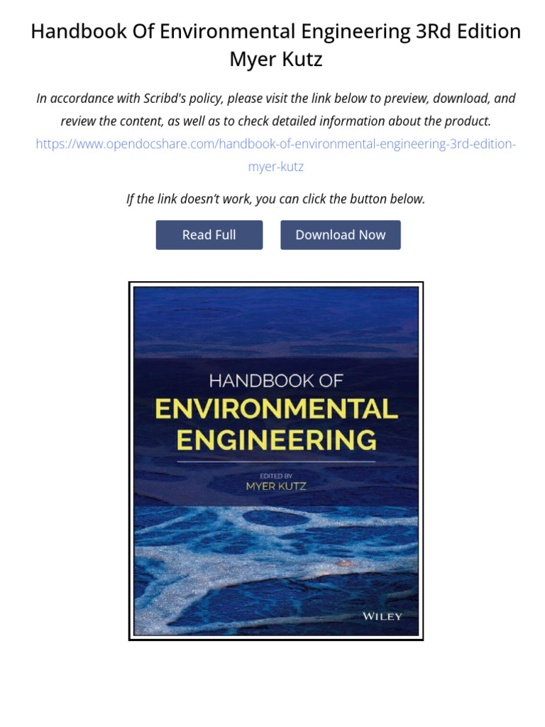 Handbook of Environmental Engineering 3rd Edition Myer Kutz | PDF ...