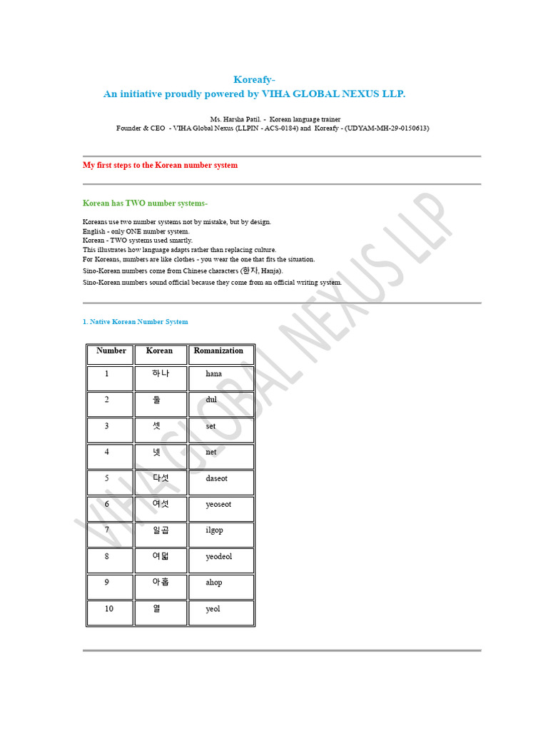 Koreafy - Two Korean Number Systems | PDF