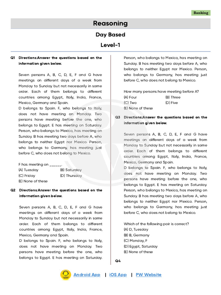 Logical Reasoning (Day Based) _ Chapter Wise PDF (English) (1) | PDF