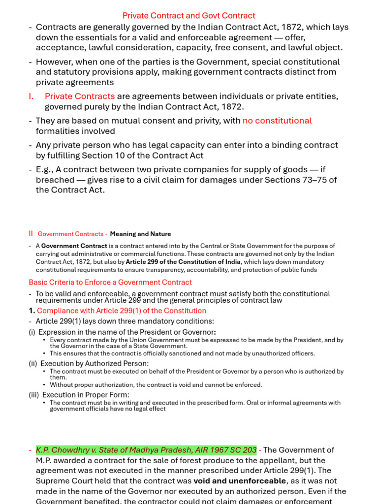 Private Contract and Govt Contract | PDF | Legal Remedy | Justice