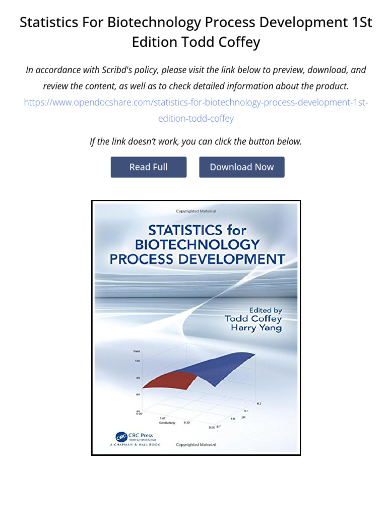 Statistics for Biotechnology Process Development 1st Edition Todd ...