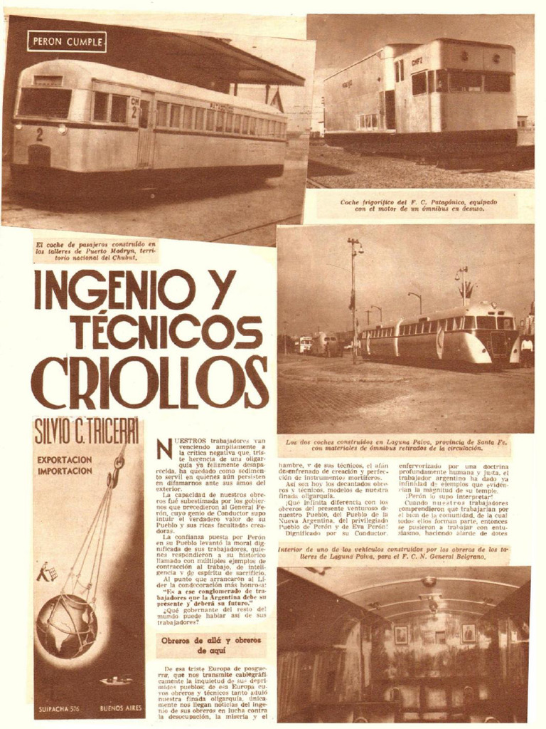 Ingenio y Técnicos Criollos 1952 - 1951 Rio Turbio - Tren Sanitario | PDF