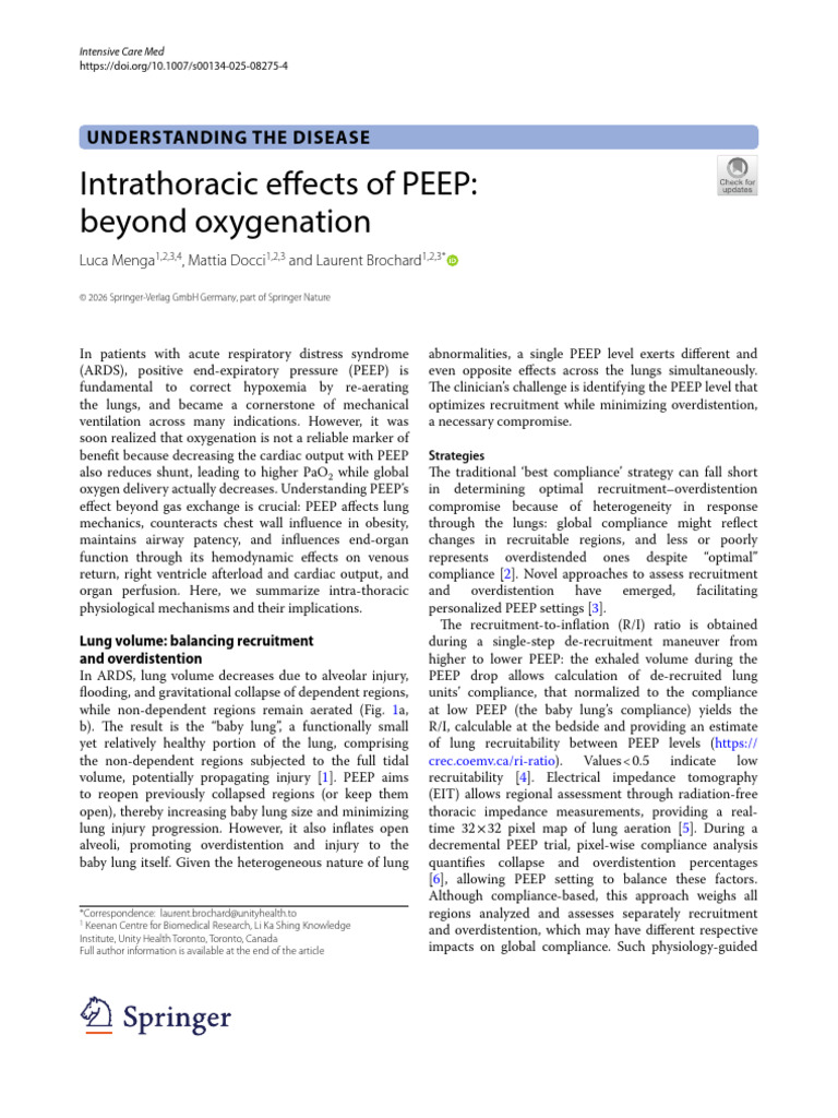 Intrathoracic Effects of PEEP | PDF | Lung | Medical Specialties