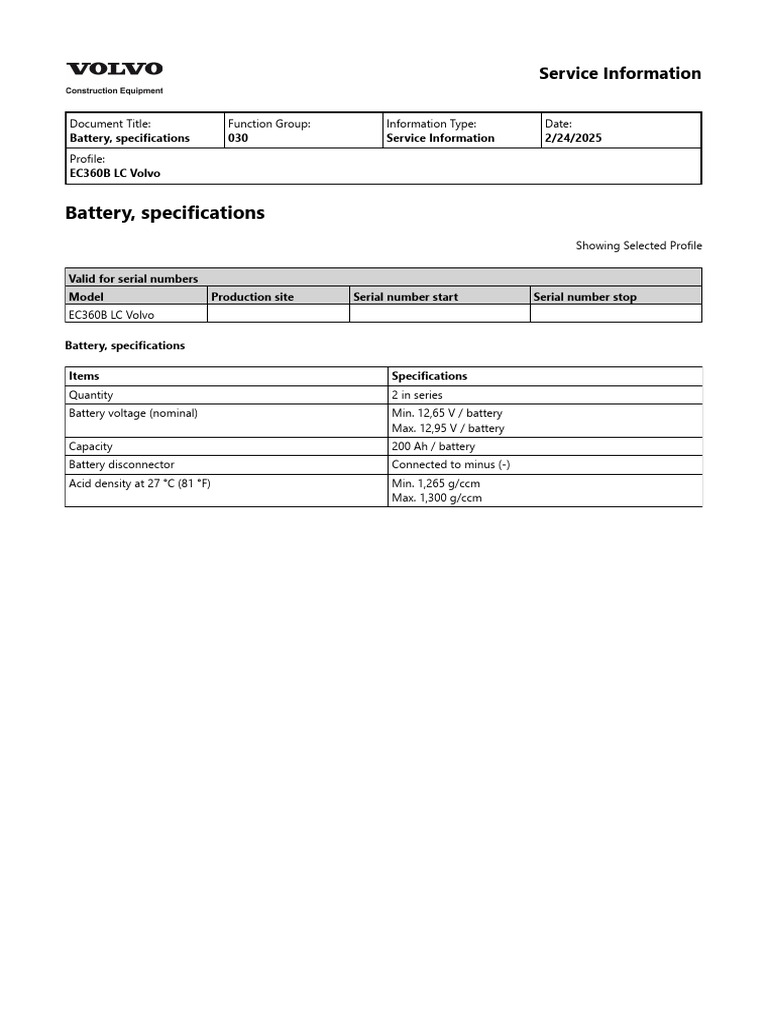 16 Battery, Specifications | PDF