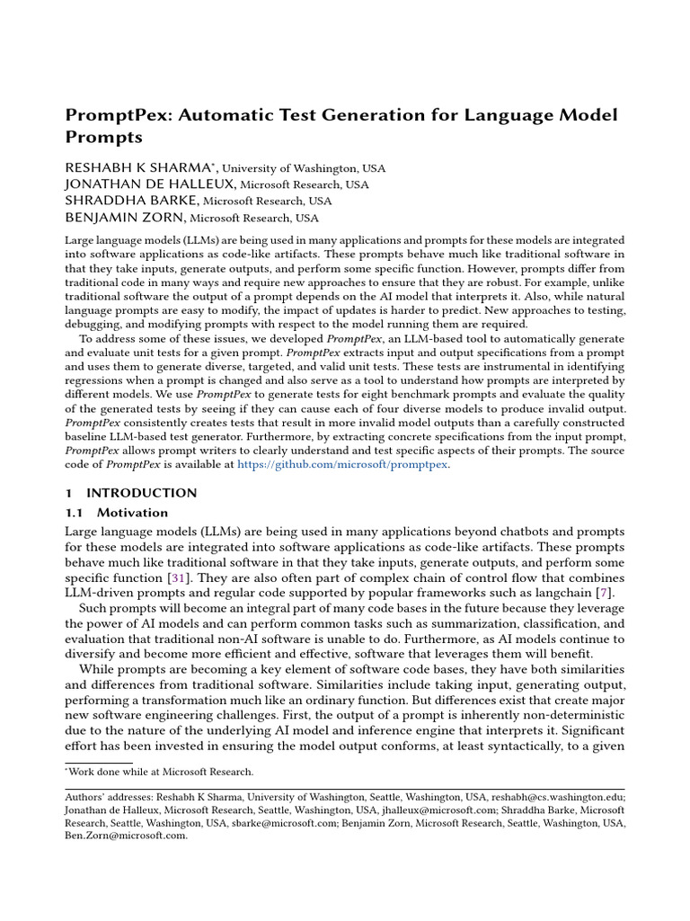 PromptPex Automatic Test Generation for LM Prompts 1741606221 | PDF ...