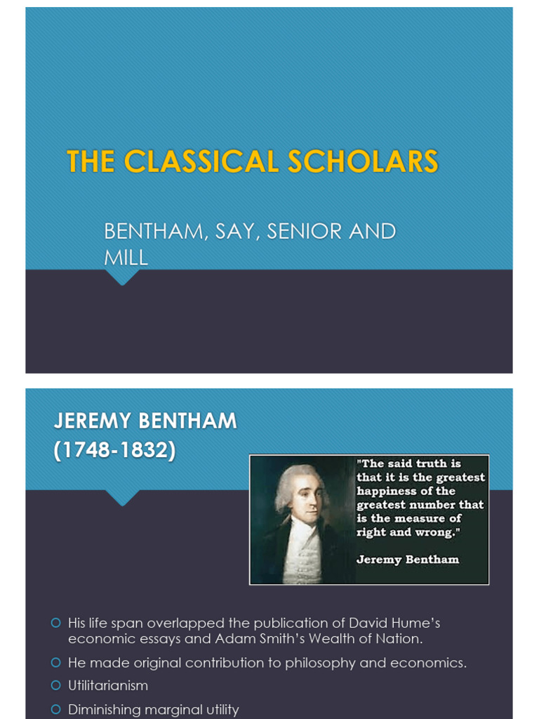 6-Bentham, Say and Mill's Thought | PDF | Utilitarianism | Economics