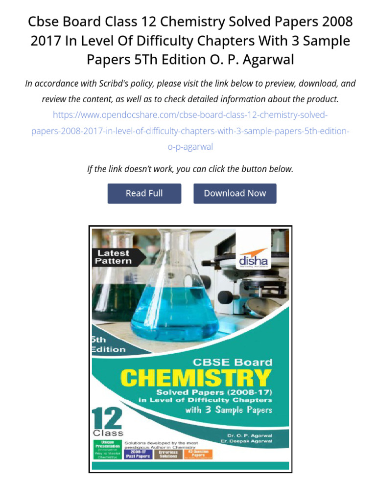 CBSE Board Class 12 Chemistry solved papers 2008 2017 in level of ...