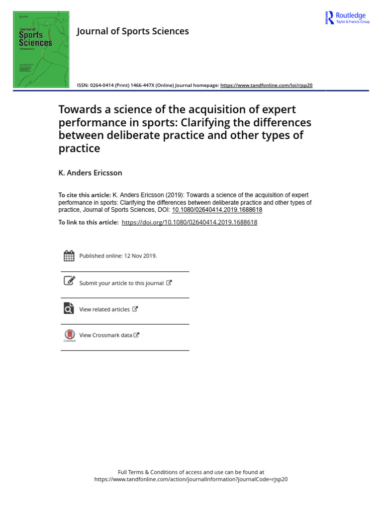 towards a science of the acquisition of expert performance in sports ...