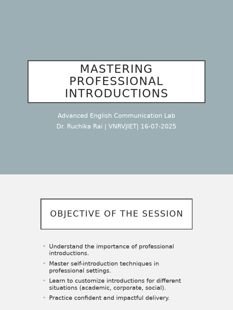 Mastering Professional Introductions | PDF | Body Language | Communication