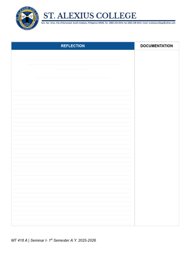 MT 418 a Reflection Paper Format | PDF