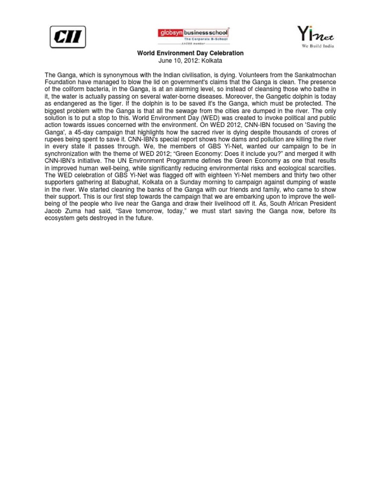 Environment Day Celebration - Report | PDF | Environment ...