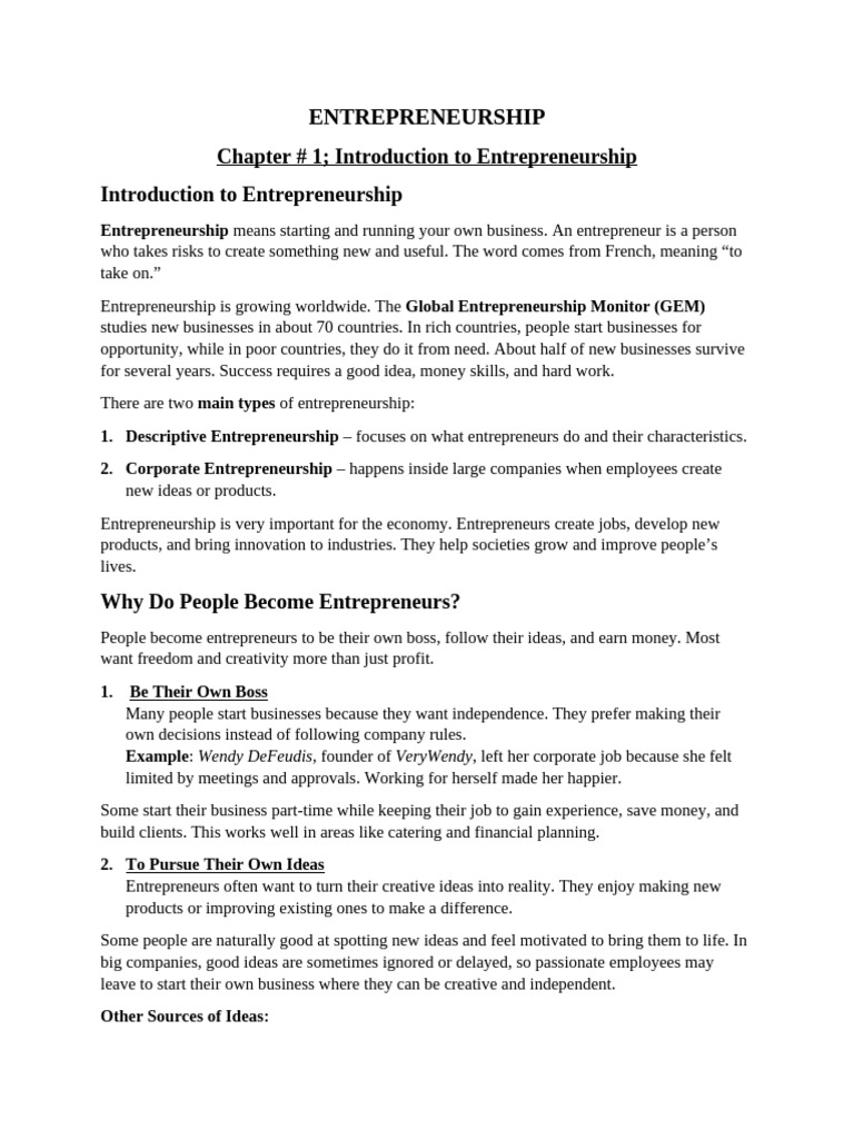 Introduction to Entrepreneurship Basics | PDF | Entrepreneurship ...