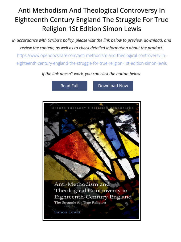 Anti Methodism and Theological Controversy in Eighteenth Century ...